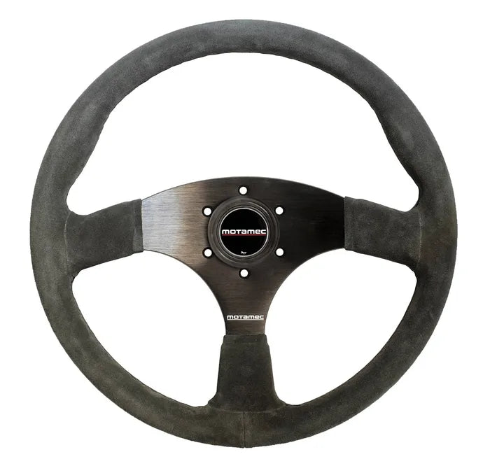 Motamec Race Rally Steering Wheel Flat Spoke 350mm Dark Grey Suede Bla ...