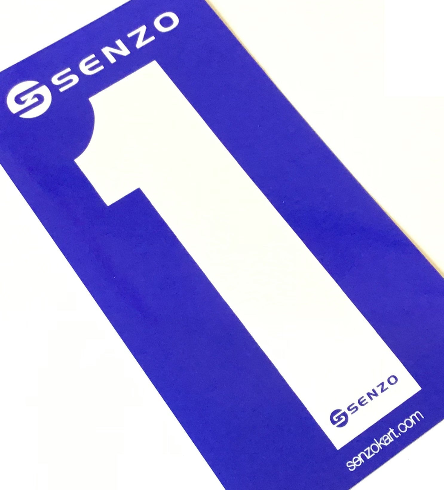 Set of 4 Senzo White Race Number Blue Background — Motorsport Supplies