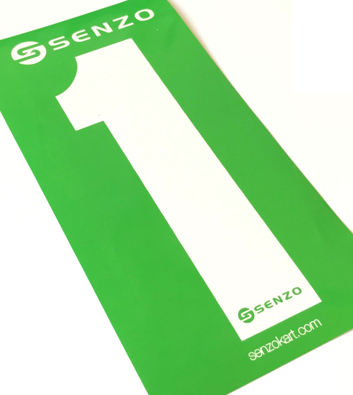 Set of 4 Senzo White Race Number Green Background — Motorsport Supplies