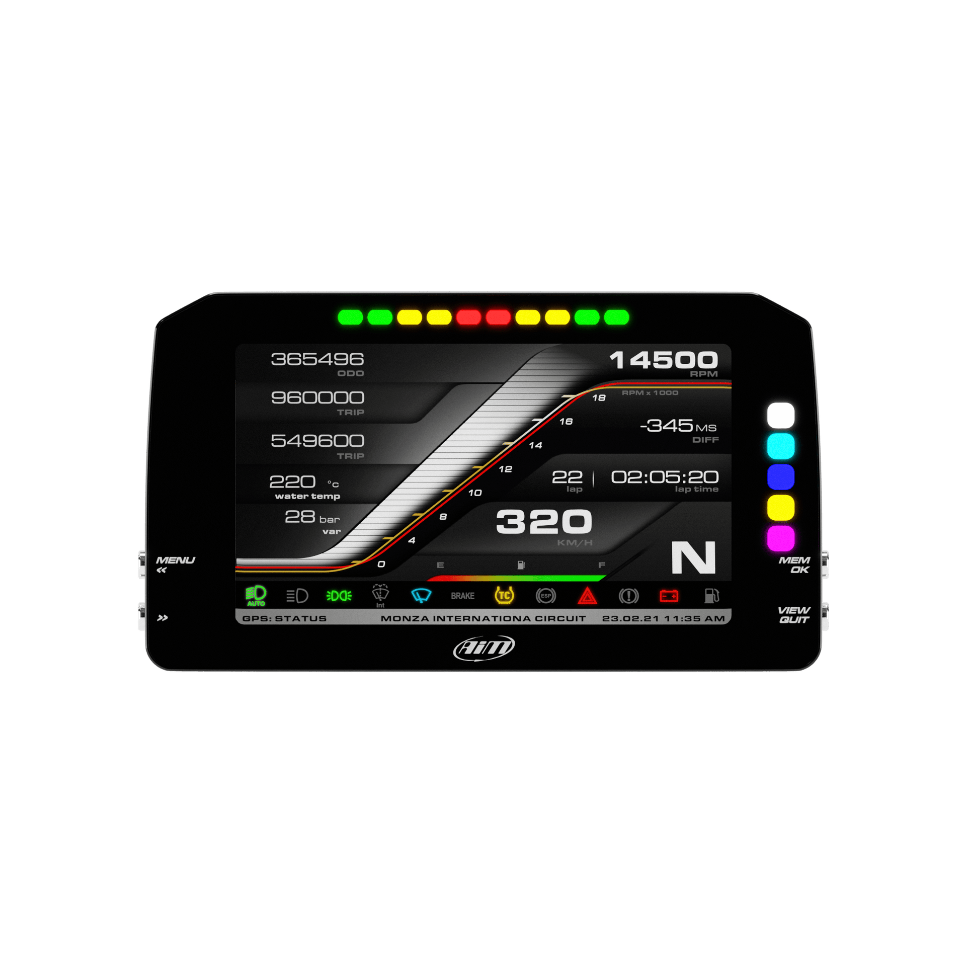 AiM MXP 1.3 Strada 6" TFT Dash Display with Race Icons — Motorsport ...