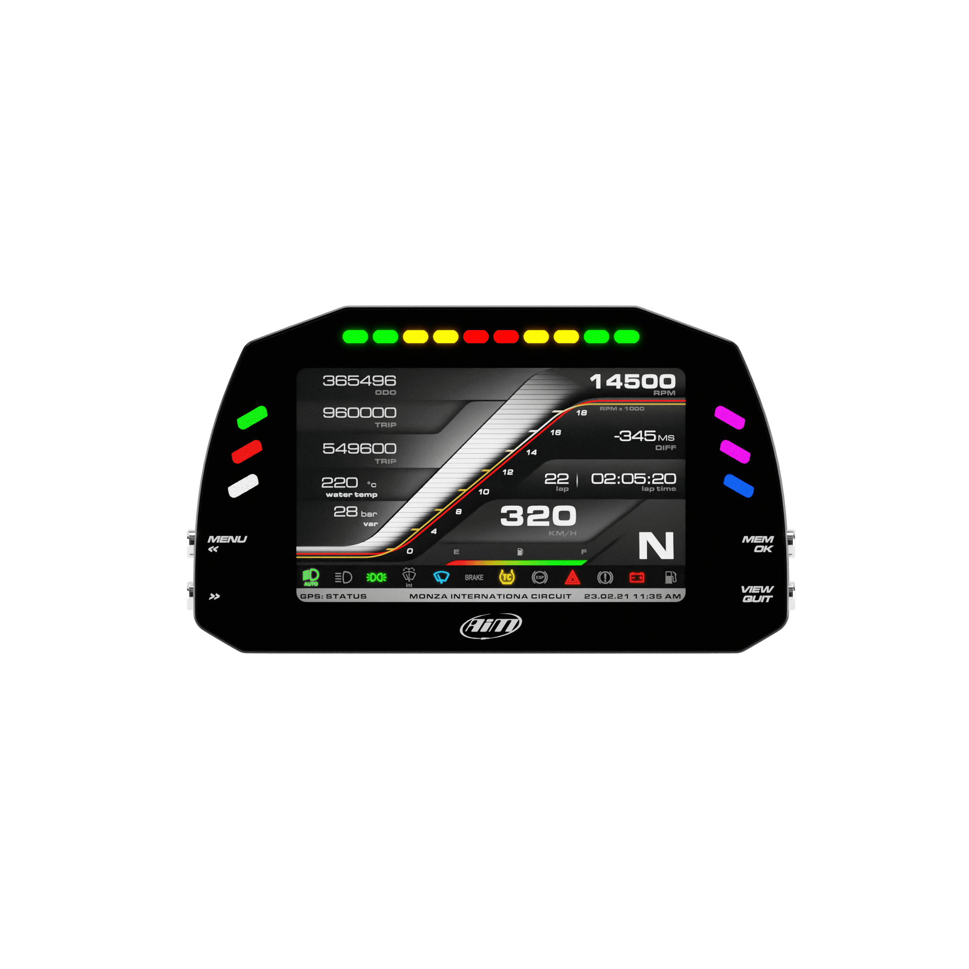 AiM MXS 1.3 Strada 5" TFT Dash Display with Race Icons — Motorsport ...