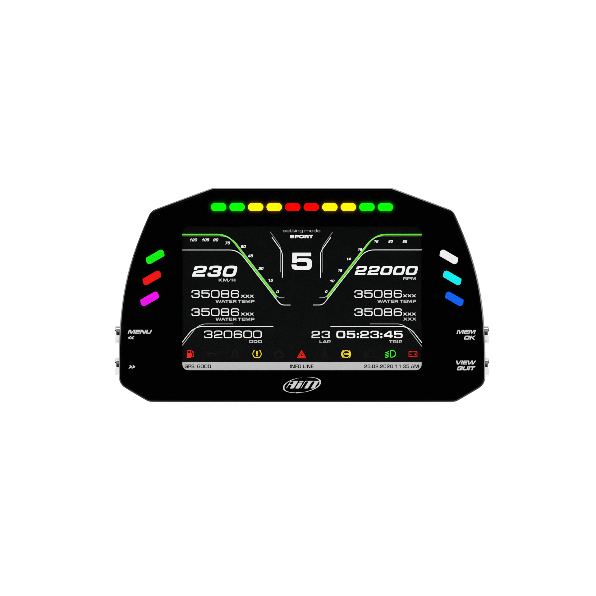 AiM MXS 1.3 Strada 5" TFT Dash Display with Race Icons — Motorsport ...