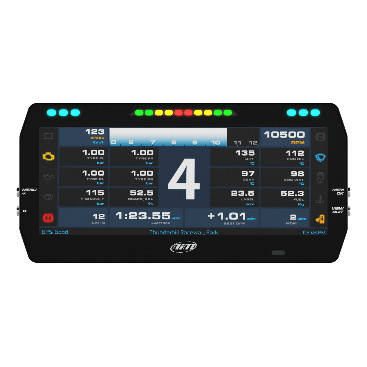 AiM MXT 1.3 Strada 10" TFT Digital Display with Race Icons — Motorsport ...