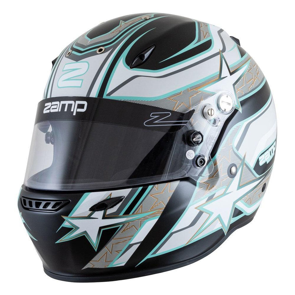Zamp ZR-72 Matte Black / Grey / Blue Helmet — Motorsport Supplies