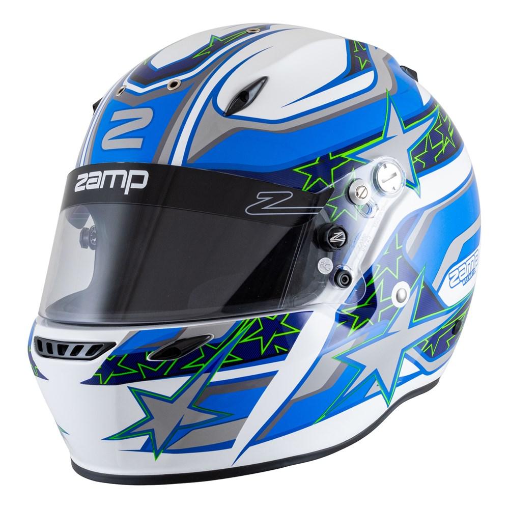 Zamp ZR-72 White / Blue Helmet — Motorsport Supplies