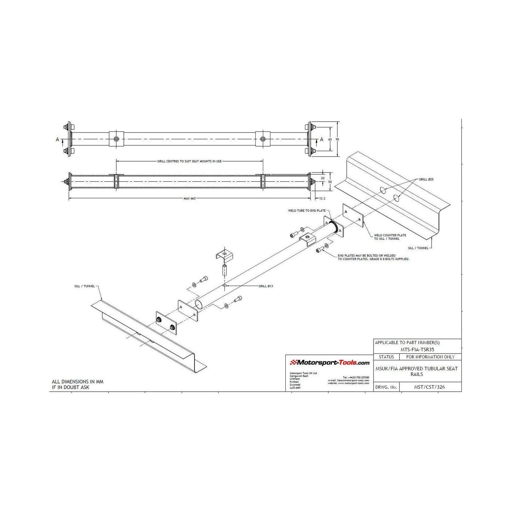 FIA Weld in Seat Rail Mounting Kit — Motorsport Supplies