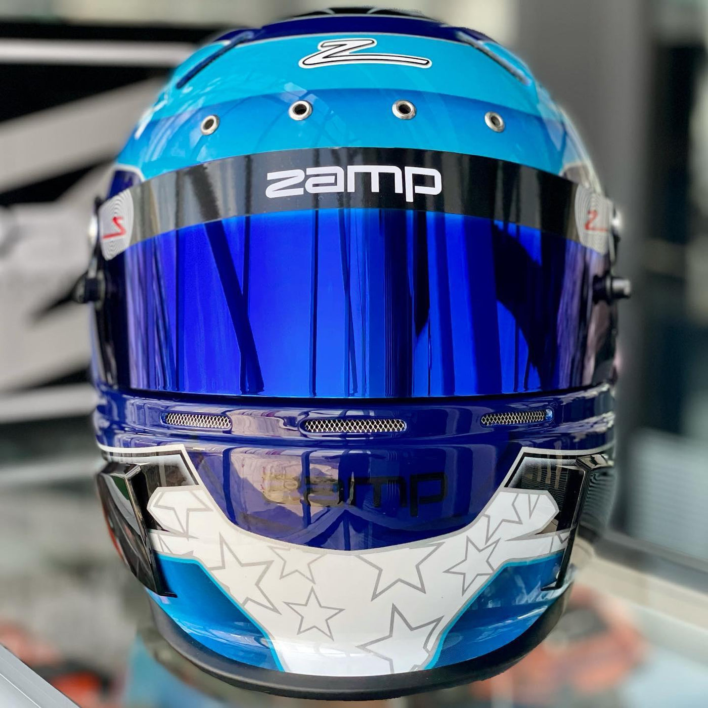 Zamp RZ 70E Switch Blue / Light Blue Helmet — Motorsport Supplies